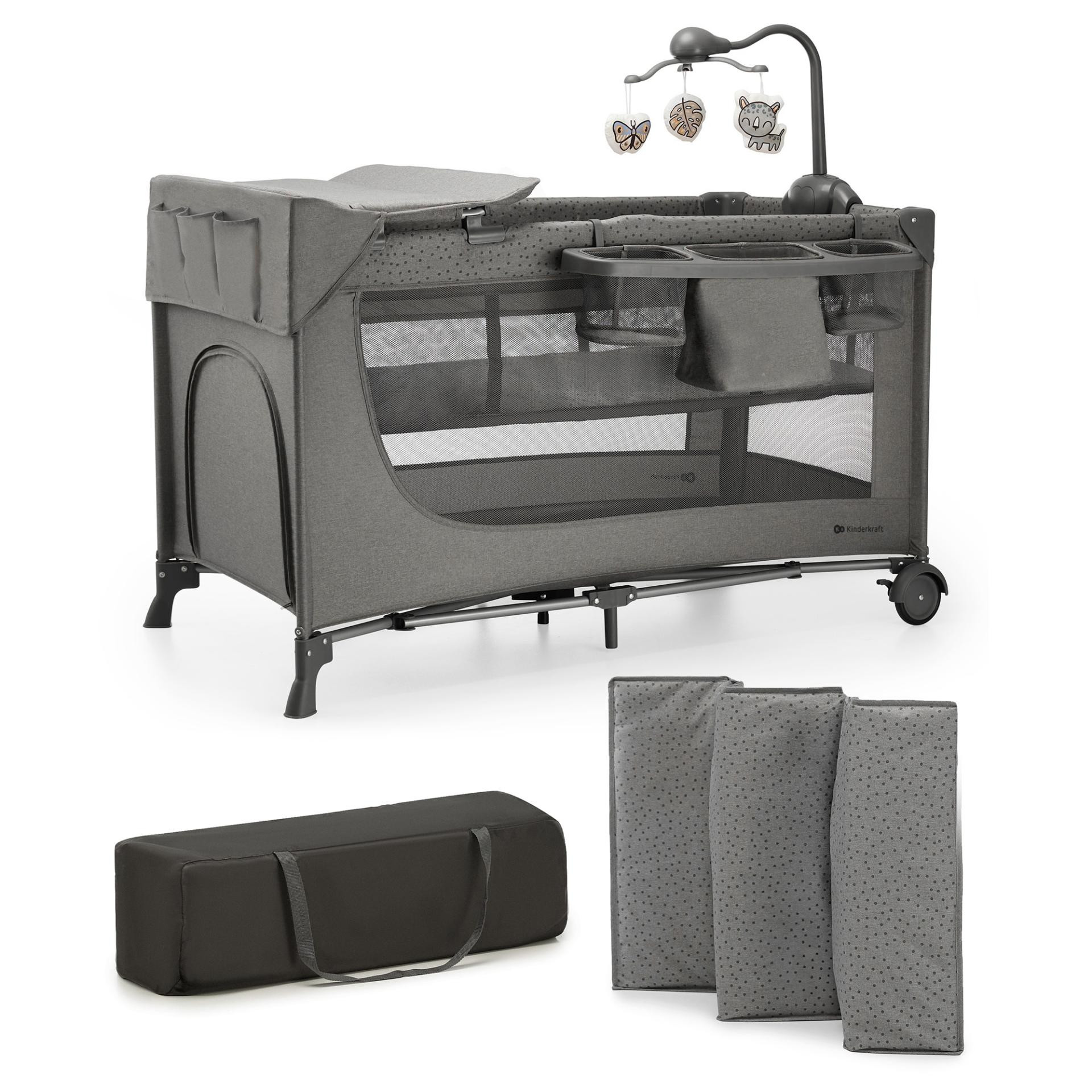 KinderKraft Baby cot JOY FULL 2 with accessories dark Grey | PAKOSTNIK